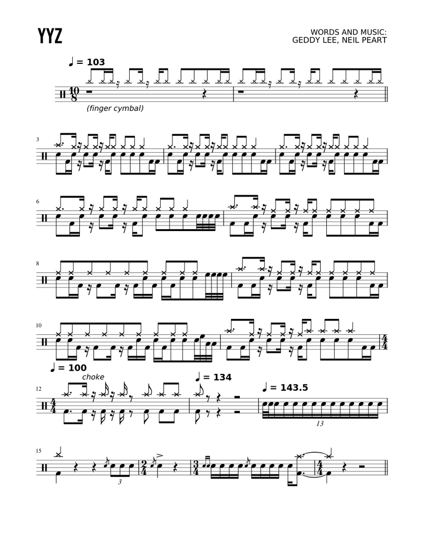 Yyz – Rush YYZ - Rush Sheet Music for Drum group (Solo) | MuseScore.com