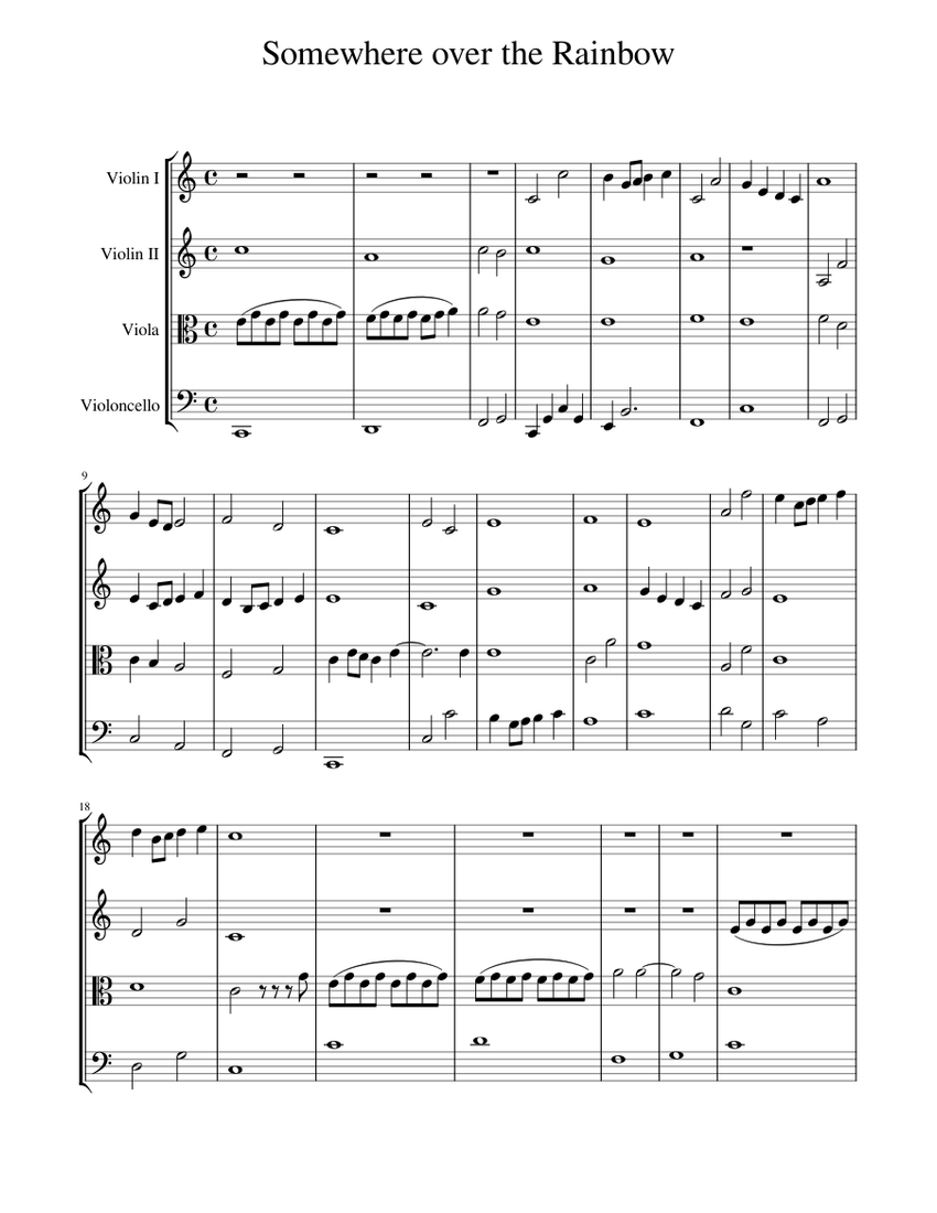 somewhere over the rainbow Sheet Music for Violin, Viola, Cello (String ...