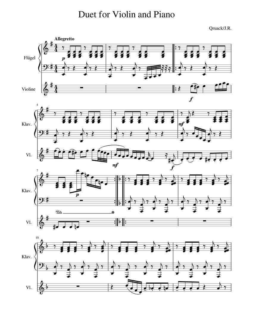 Duet for Violin and Piano | Original Composition No.5 Sheet music for ...