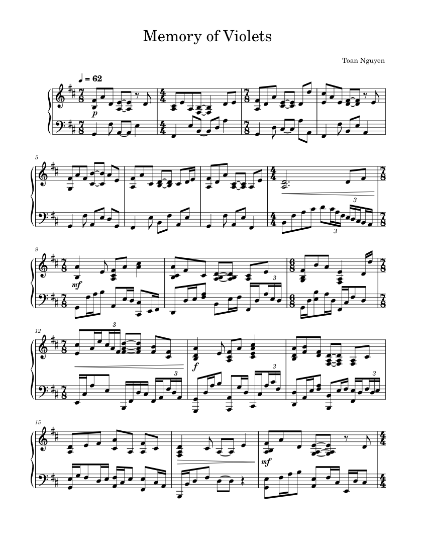 Memory of Violets Sheet music for Piano (Solo) | Musescore.com