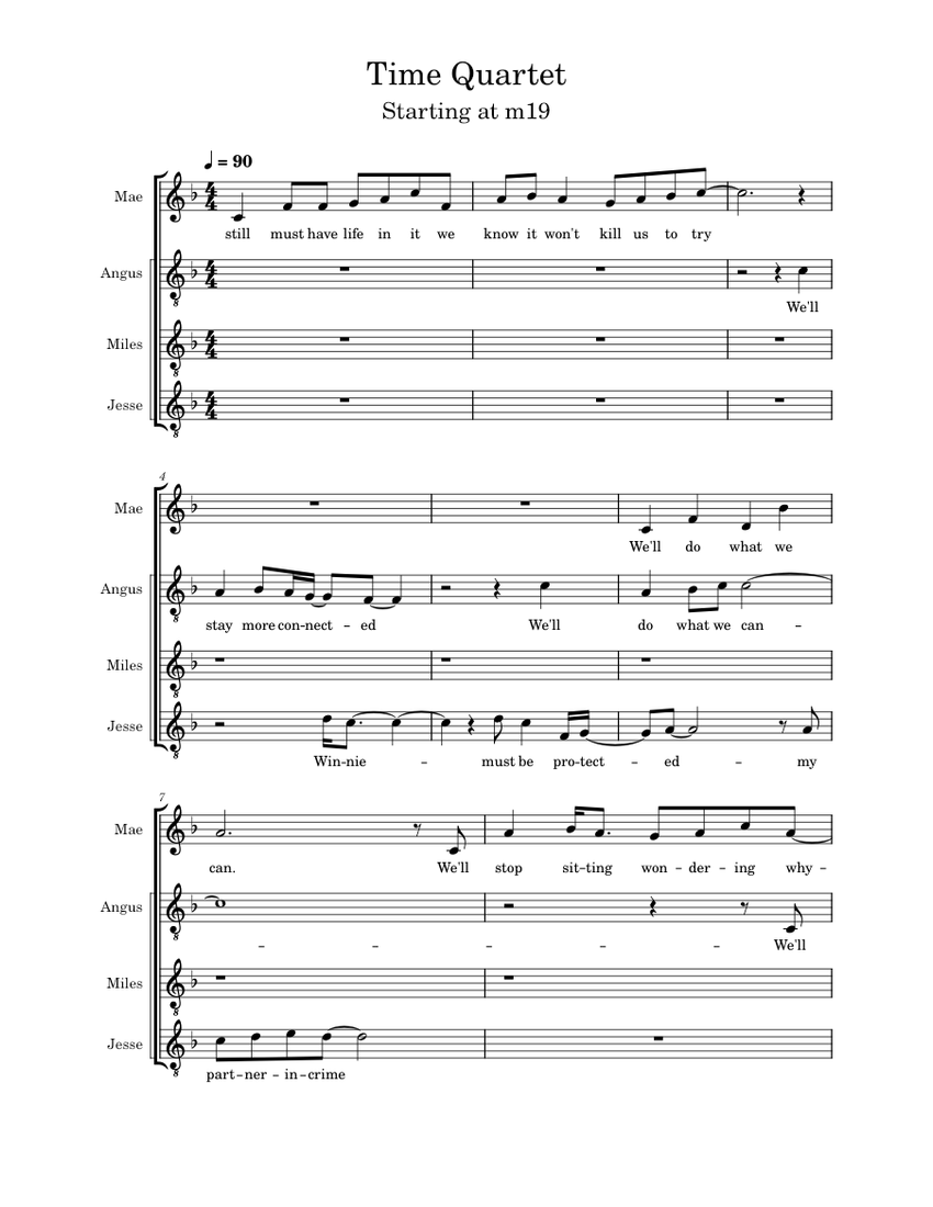 Time Quartet – Tuck Everlasting - Angus Only Sheet music for Soprano ...