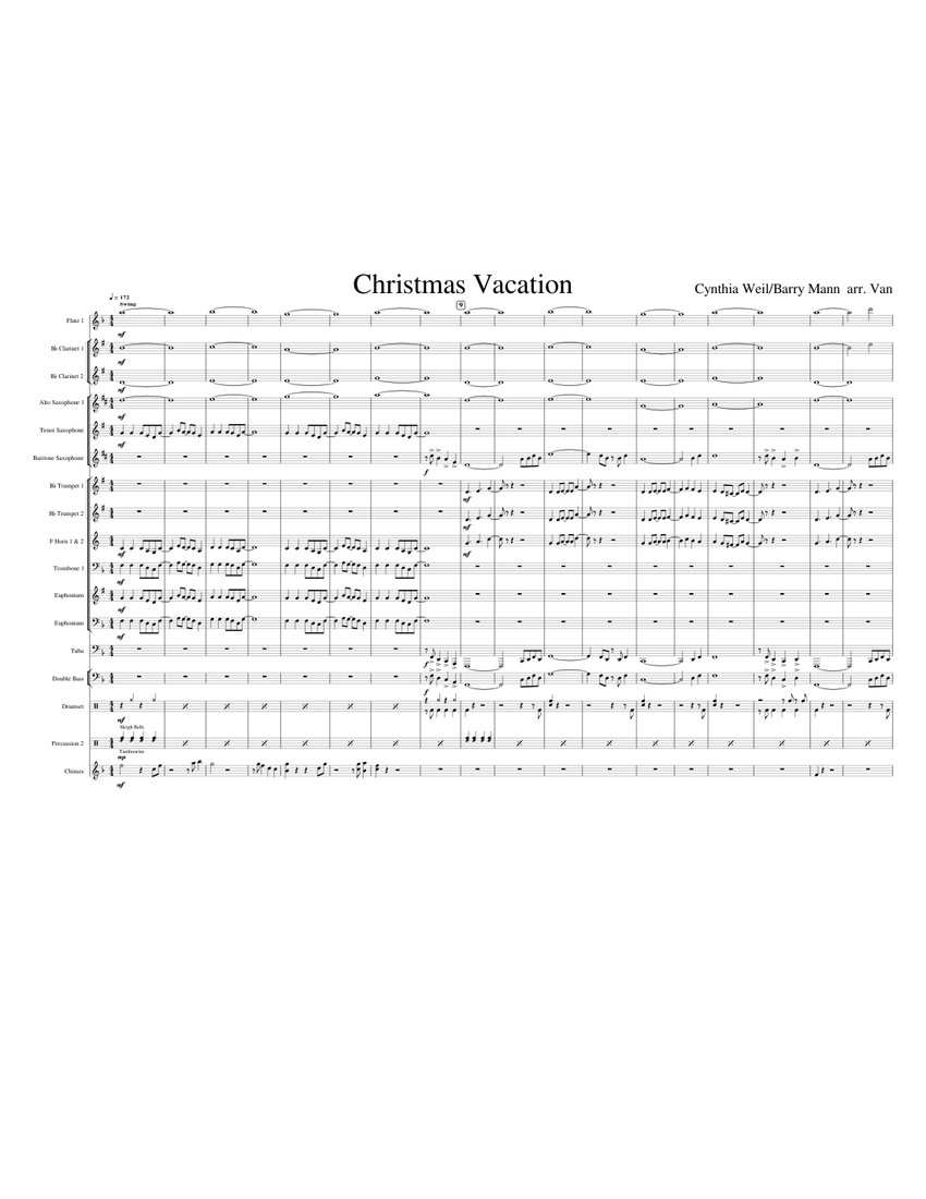 Christmas Vacation Sheet Music for Trombone, Euphonium, Tuba, Flute ...