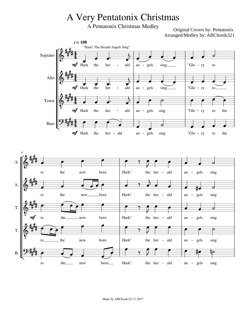 A Very Pentatonix Christmas (A Pentatonix Medley) (SATTB) Complete ...