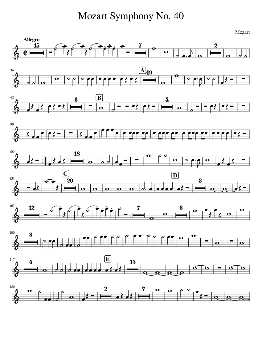 Mozart_Symphony_No._40 Sheet music for French horn (Solo) | Musescore.com