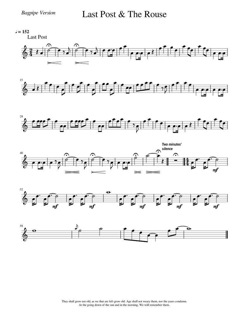 Last_Post_And_The_Rouse-Bagpipe Sheet Music for Trumpet in b-flat (Solo ...