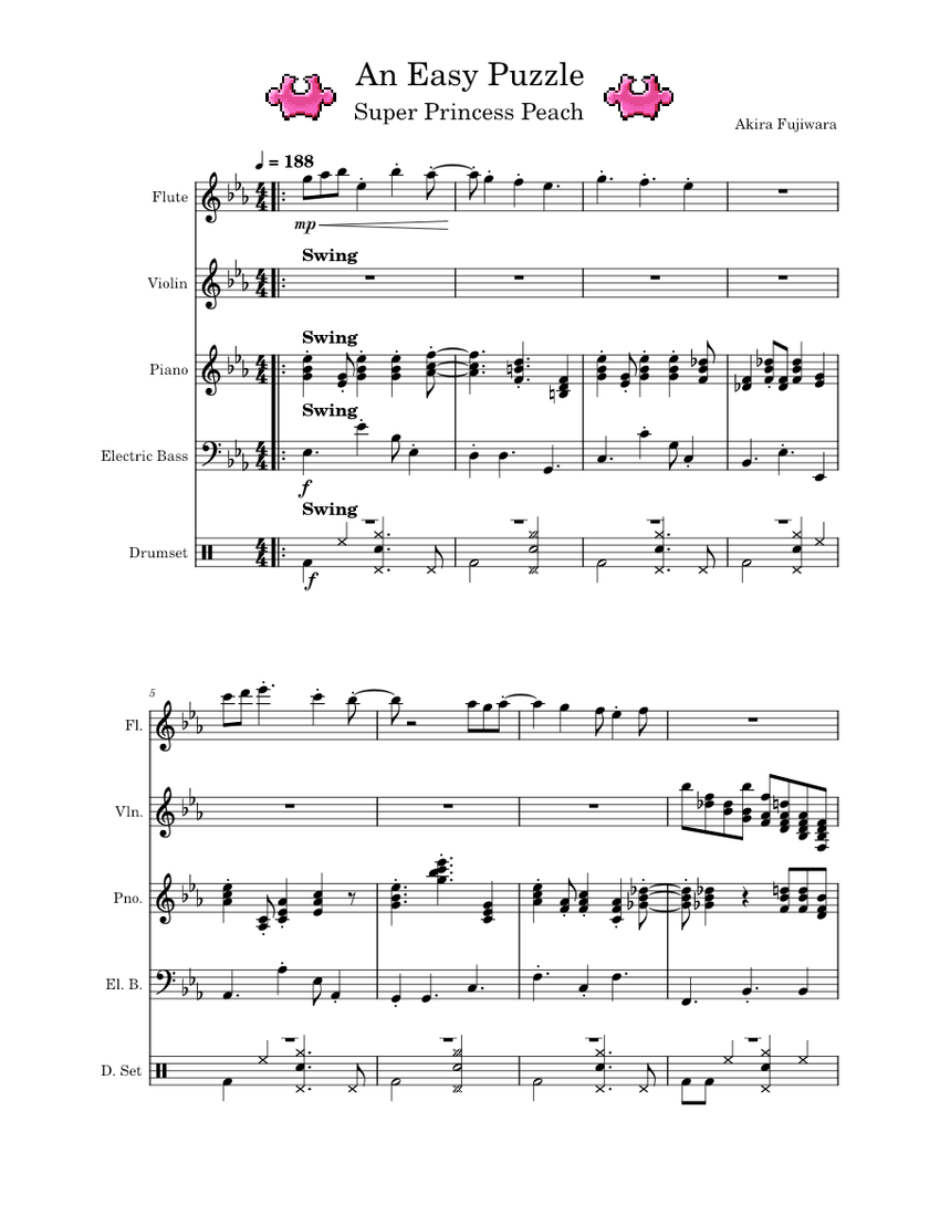 An Easy Puzzle from Super Princess Peach – Akira Fujiwara Sheet music ...