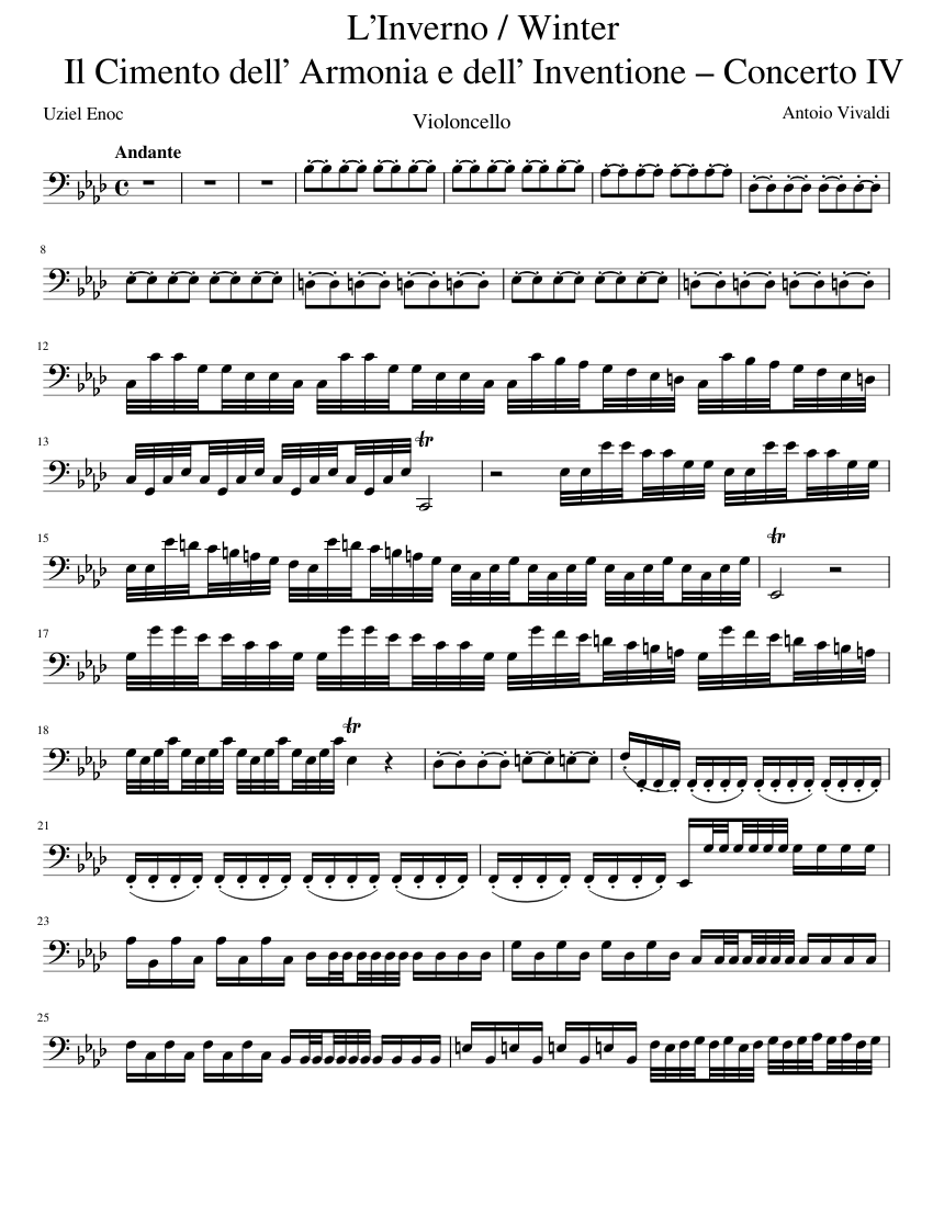 (invierno vivaldi cello)L Inverno Winter Il Cimento dell Armonia e dell ...