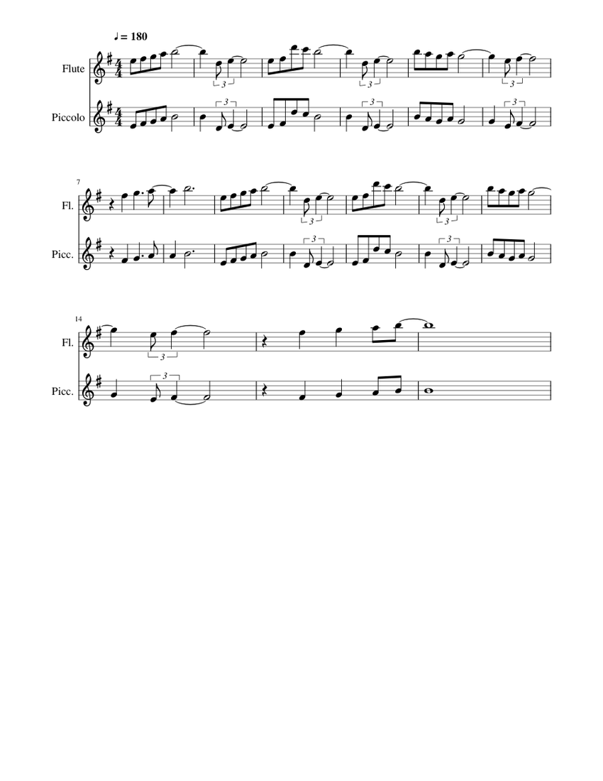 Naruto Strong and Strike Flute Sheet music for Flute piccolo, Flute ...