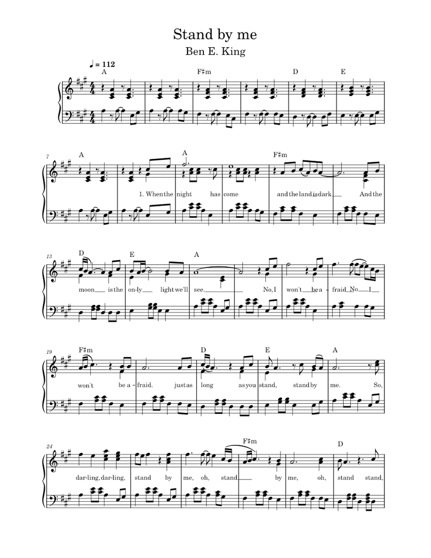 Stand by me Sheet music for Piano, Guitar (Solo) | Musescore.com