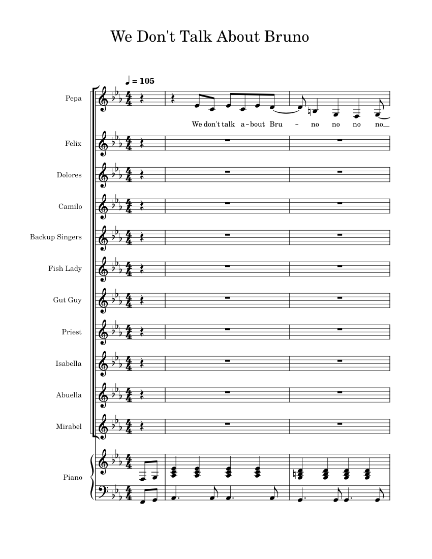 We Don't Talk About Bruno - Lin-Manuel Miranda Sheet Music for Piano ...