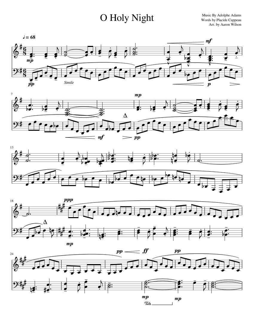 Oh Holy Night Sheet Music for Piano (Solo) easy | MuseScore.com