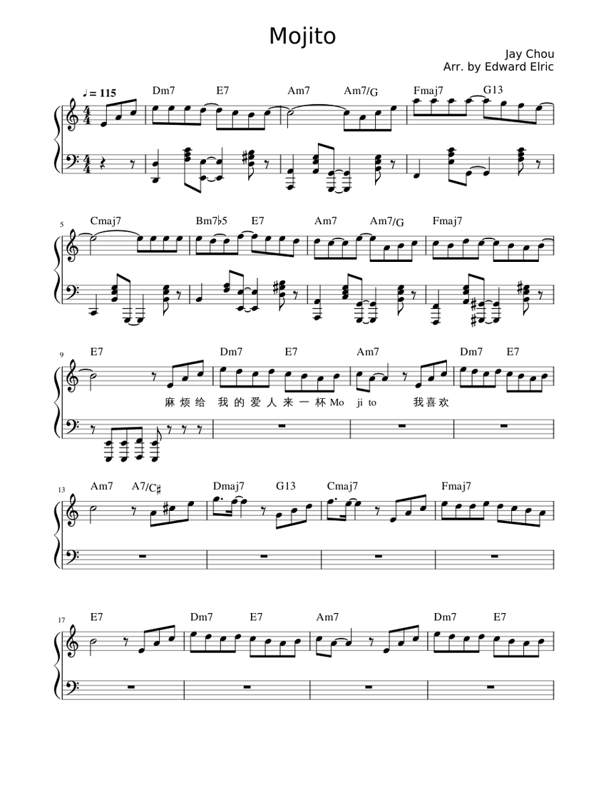 Mojito Sheet Music for Piano (Solo) easy | MuseScore.com