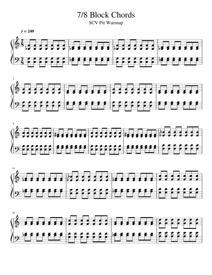 7/8 Block Chords Sheet Music for Marimba (Solo) | MuseScore.com