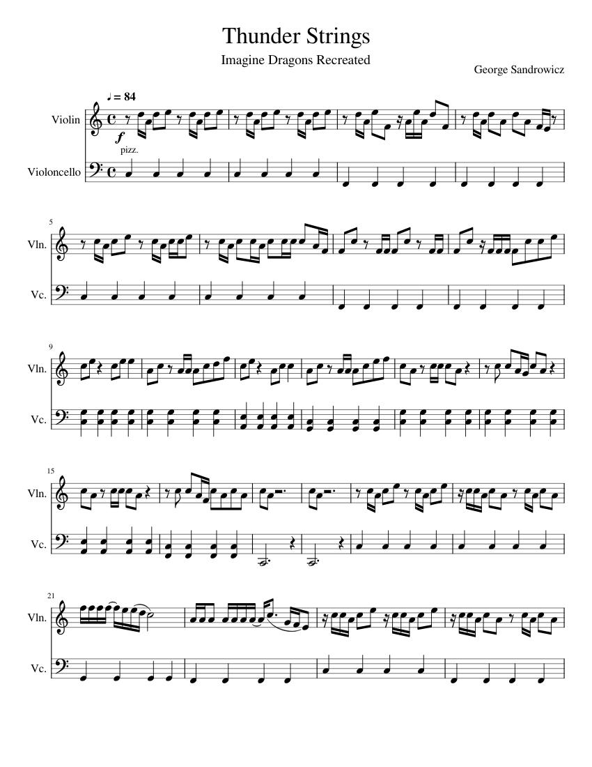Thunder Strings Sheet music for Violin, Cello (String Duet) | Musescore.com