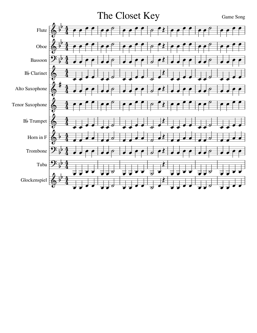 The Closet Key Sheet music for Trombone, Tuba, Flute, Oboe & more ...