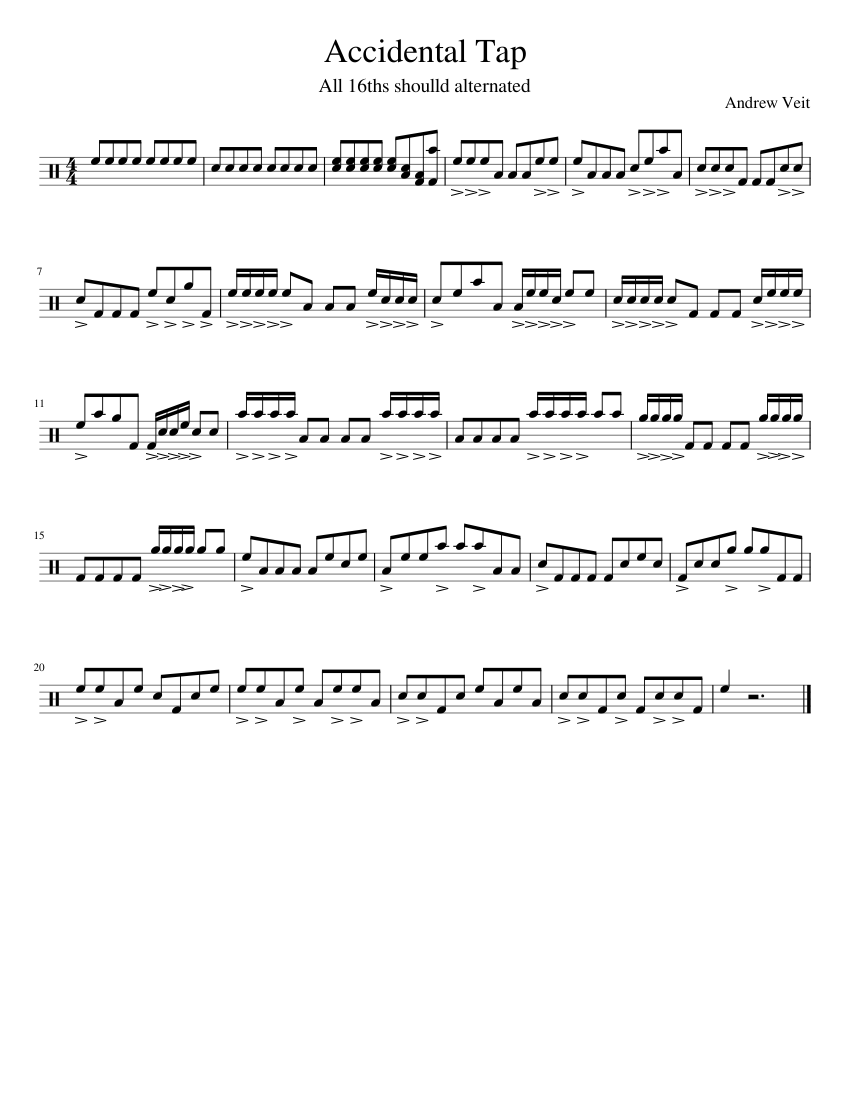 Accidental Tap – Andrew Veit Accidental Tap Sheet music for Tenor drum ...