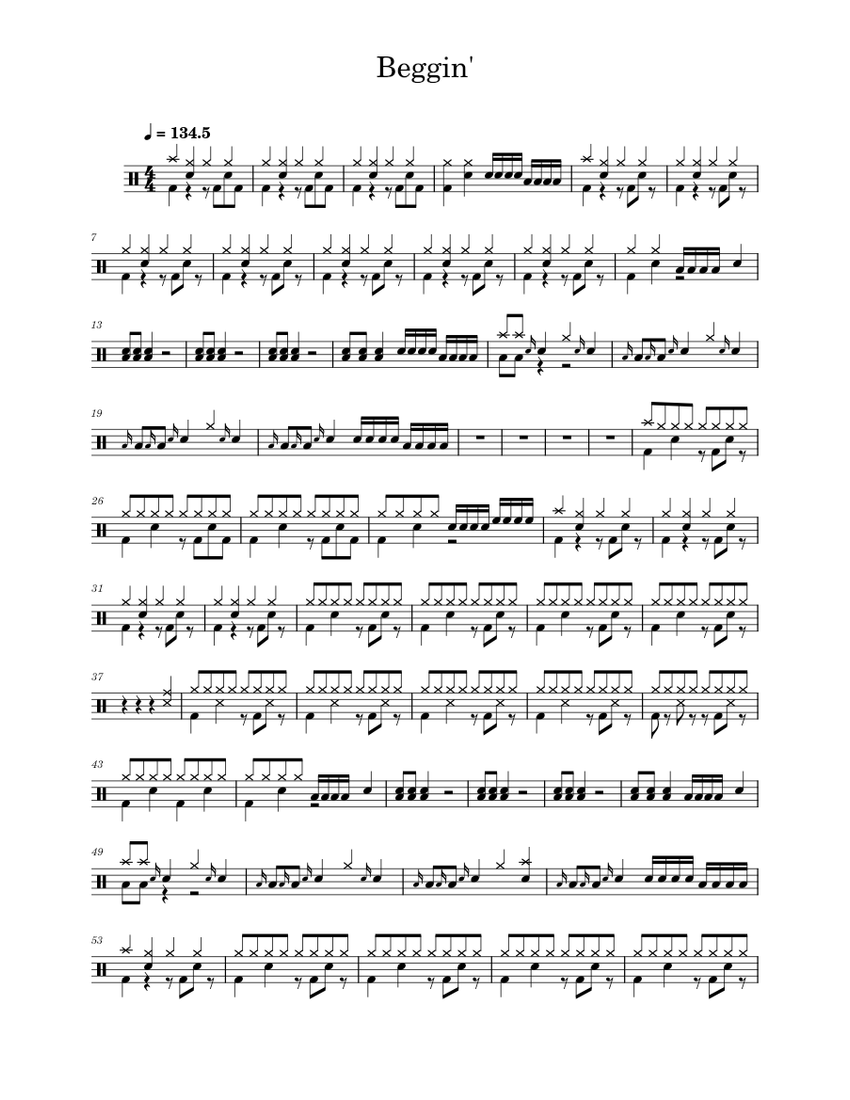 Beggin Beggin' Sheet music for Drum group (Solo) | Musescore.com