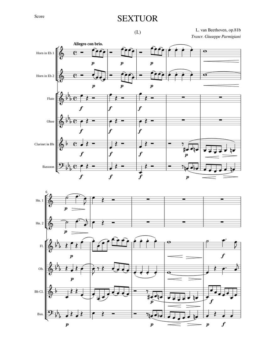 Beethoven - Sextuor [I.] - piano tutorial