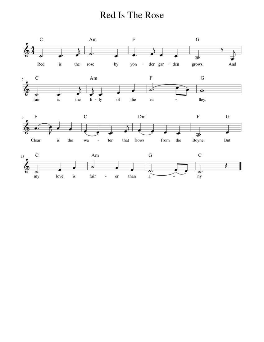 Red Is The Rose Sheet music for Piano (Solo) | Musescore.com