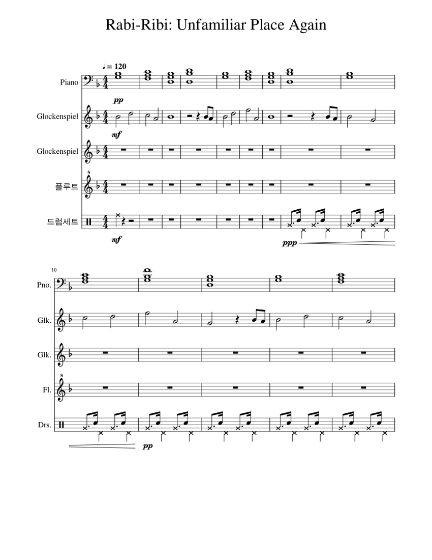 Rabi Ribi OST Sheet music for Piano, Flute, Glockenspiel, Drum group ...