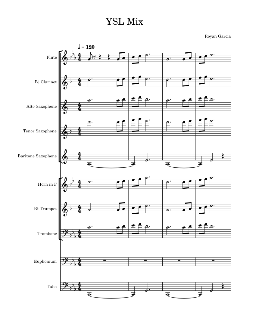YSL_Mix Sheet Music for Trombone, Euphonium, Tuba, Flute & more ...