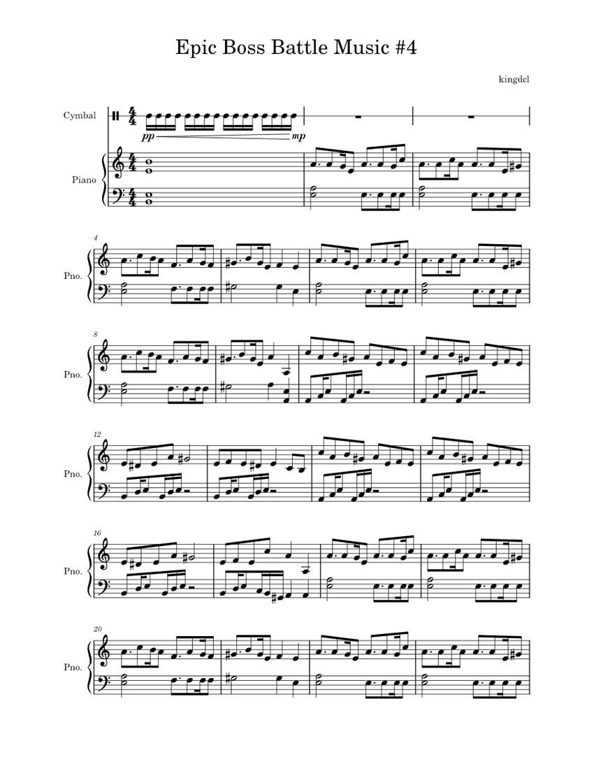 Epic Boss Battle Music #4 Sheet music for Piano, Crash (Solo ...
