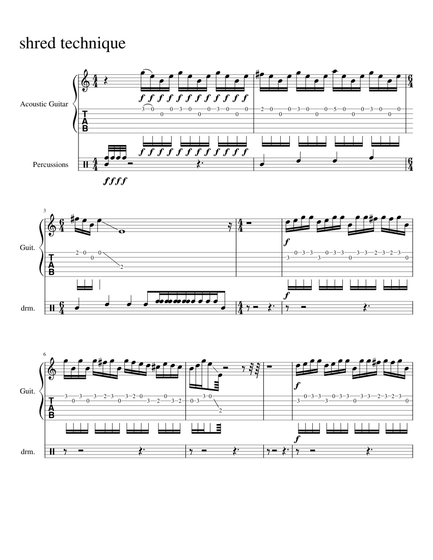 Shredding Sheet Music and Tab for Guitar (Solo) | MuseScore.com