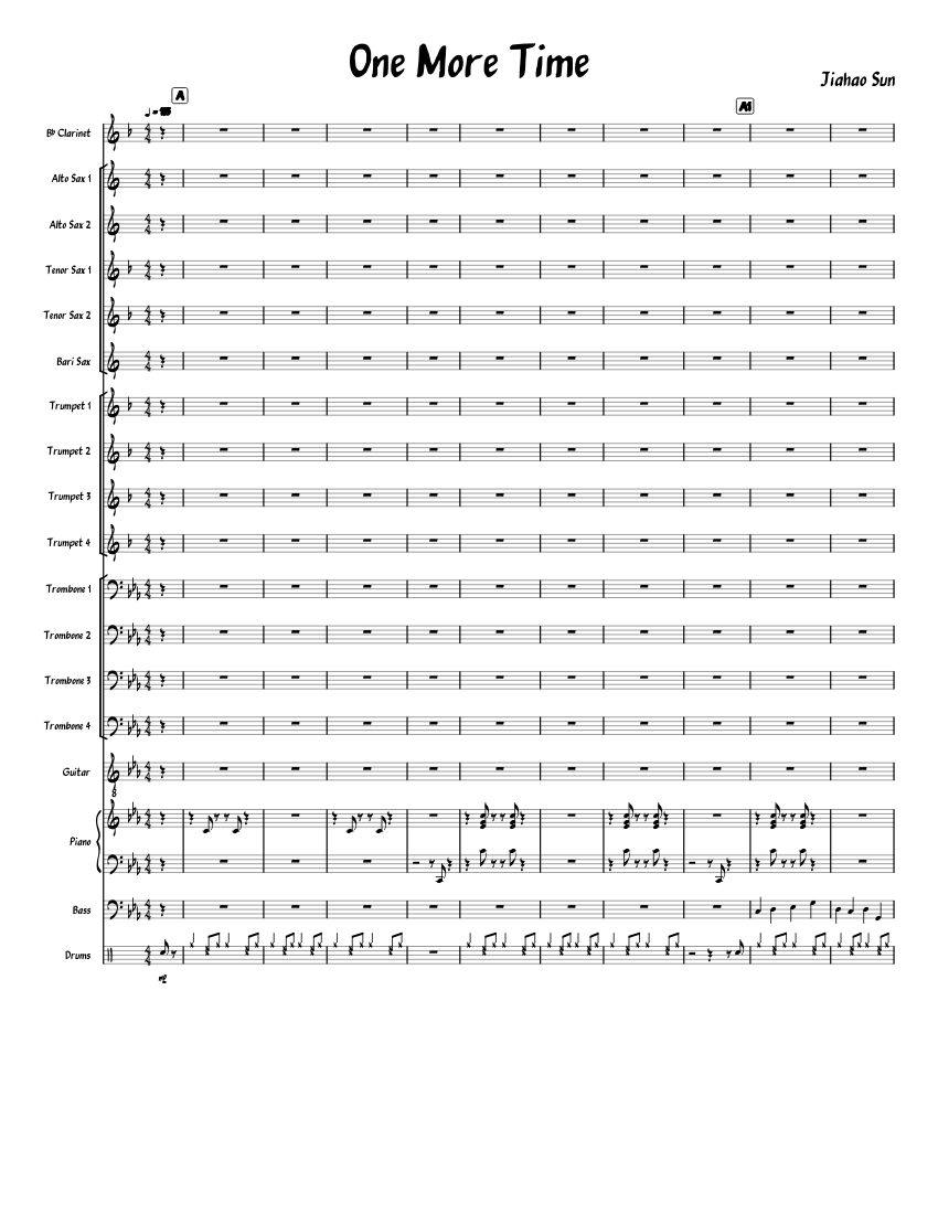 One More Time Sheet music for Piano, Trombone, Clarinet in b-flat ...