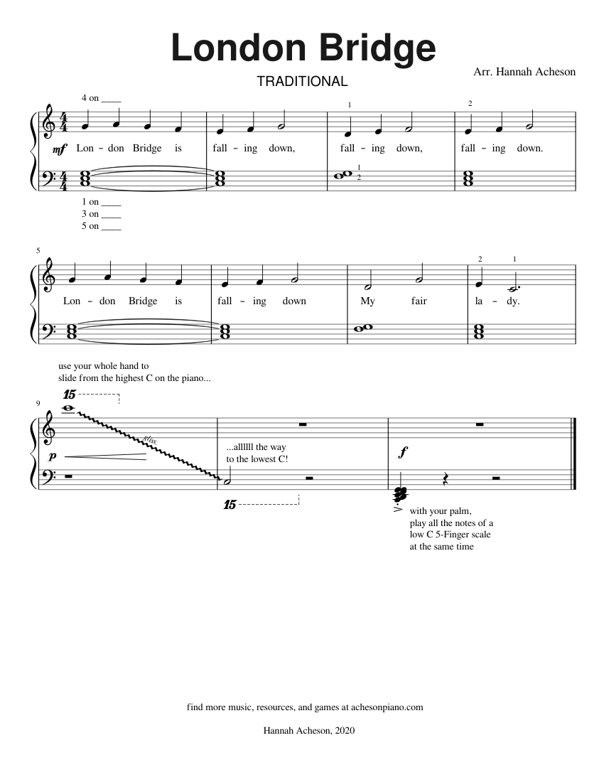 London Bridge (easy piano) Sheet Music for Piano (Solo) | MuseScore.com