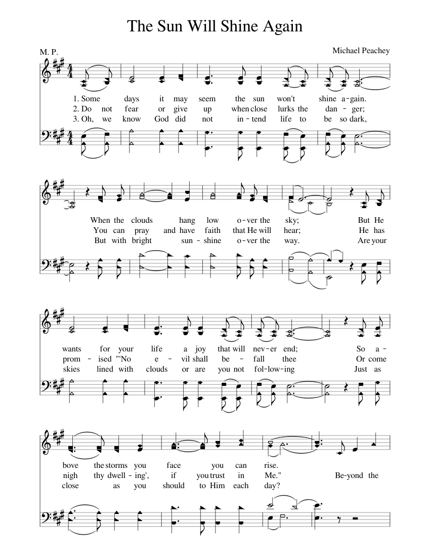 The Sun Will Shine Again Sheet music for Female, Male (Choral ...