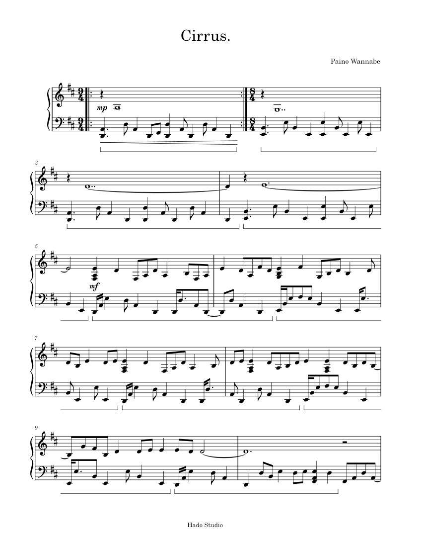 Cirrus Sheet music for Piano (Solo) | Musescore.com