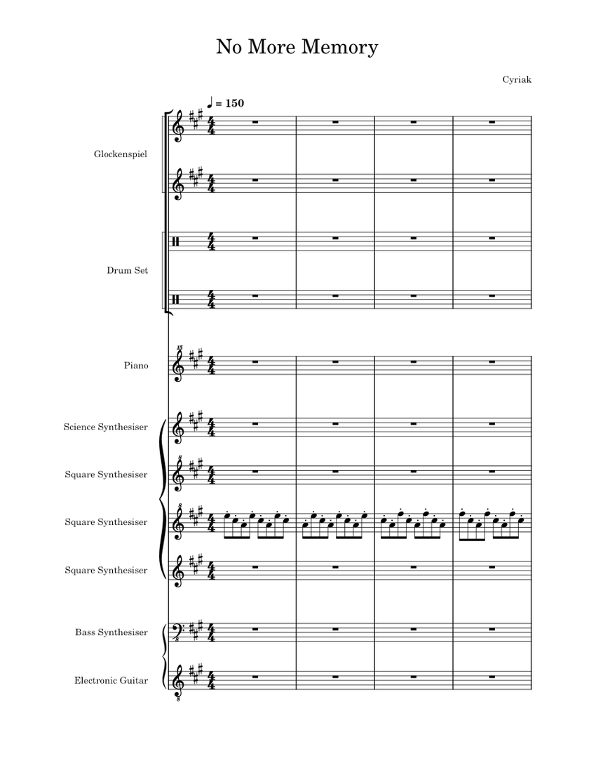No more memory – cyriak Sheet Music for Piano, Glockenspiel, Guitar ...