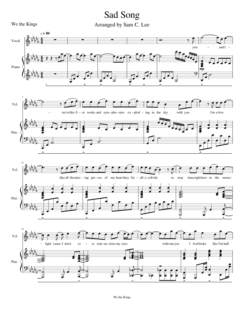 Sad Song Sheet Music for Piano, Flute (Solo) | MuseScore.com