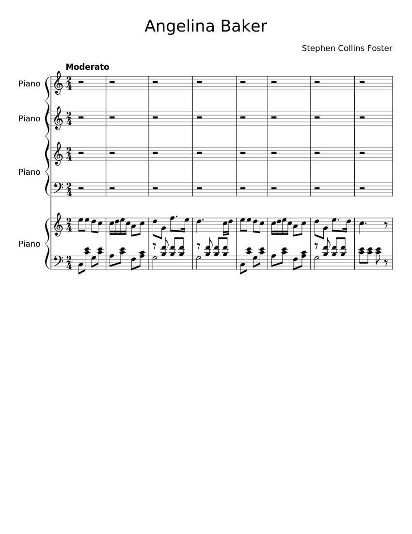 Angelina Baker Sheet music for Piano (Mixed Quartet) | Musescore.com