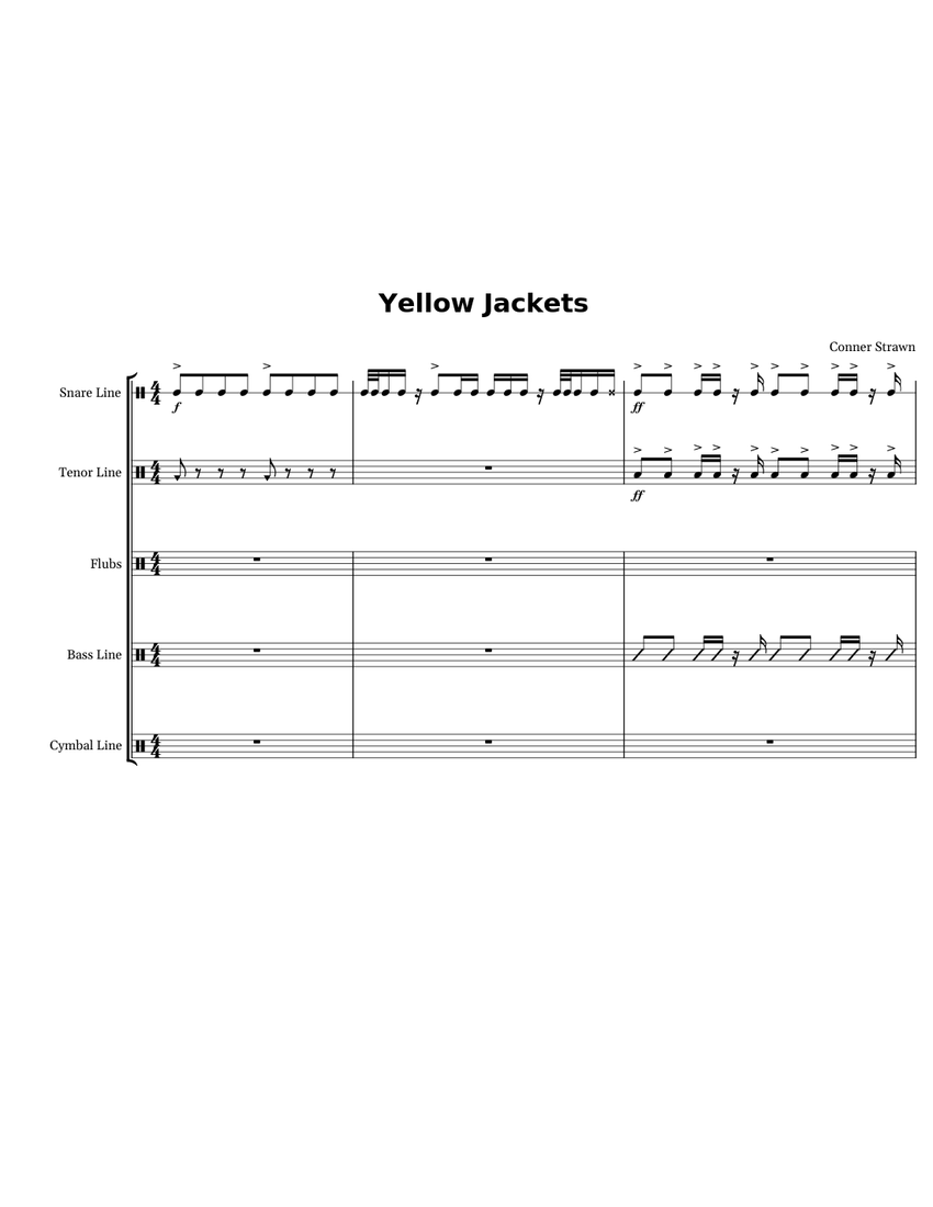 Yellow Jackets Cadence Refined Sheet music for Snare drum, Crash, Tenor ...