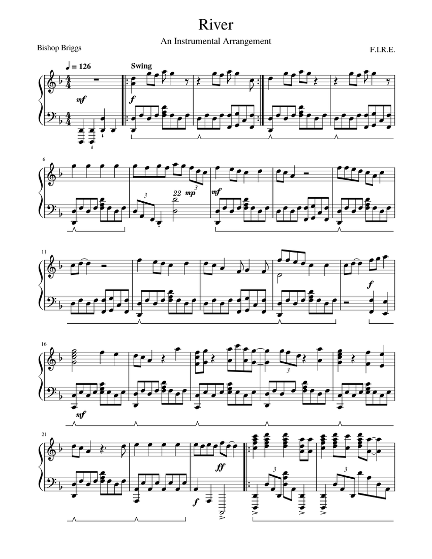 Bishop Briggs - River Sheet music for Piano (Solo) | Musescore.com