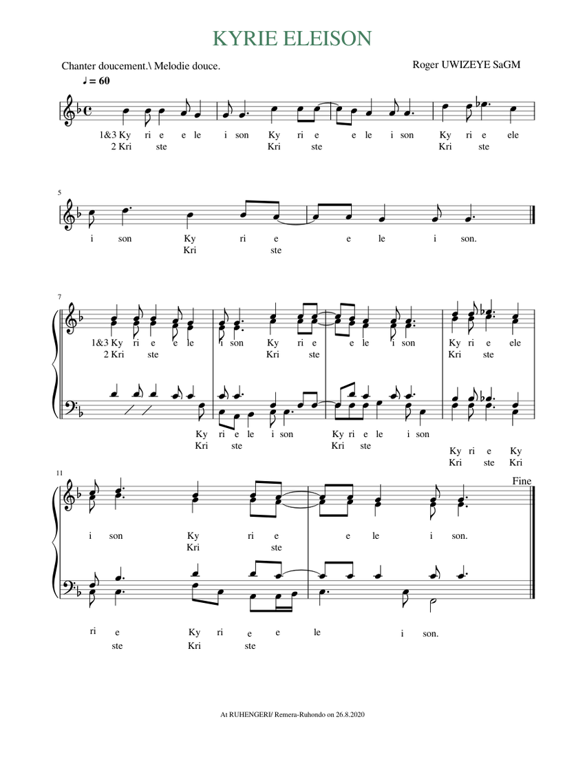 KYRIE ELEISON Sheet Music for Piano (Solo) easy | MuseScore.com