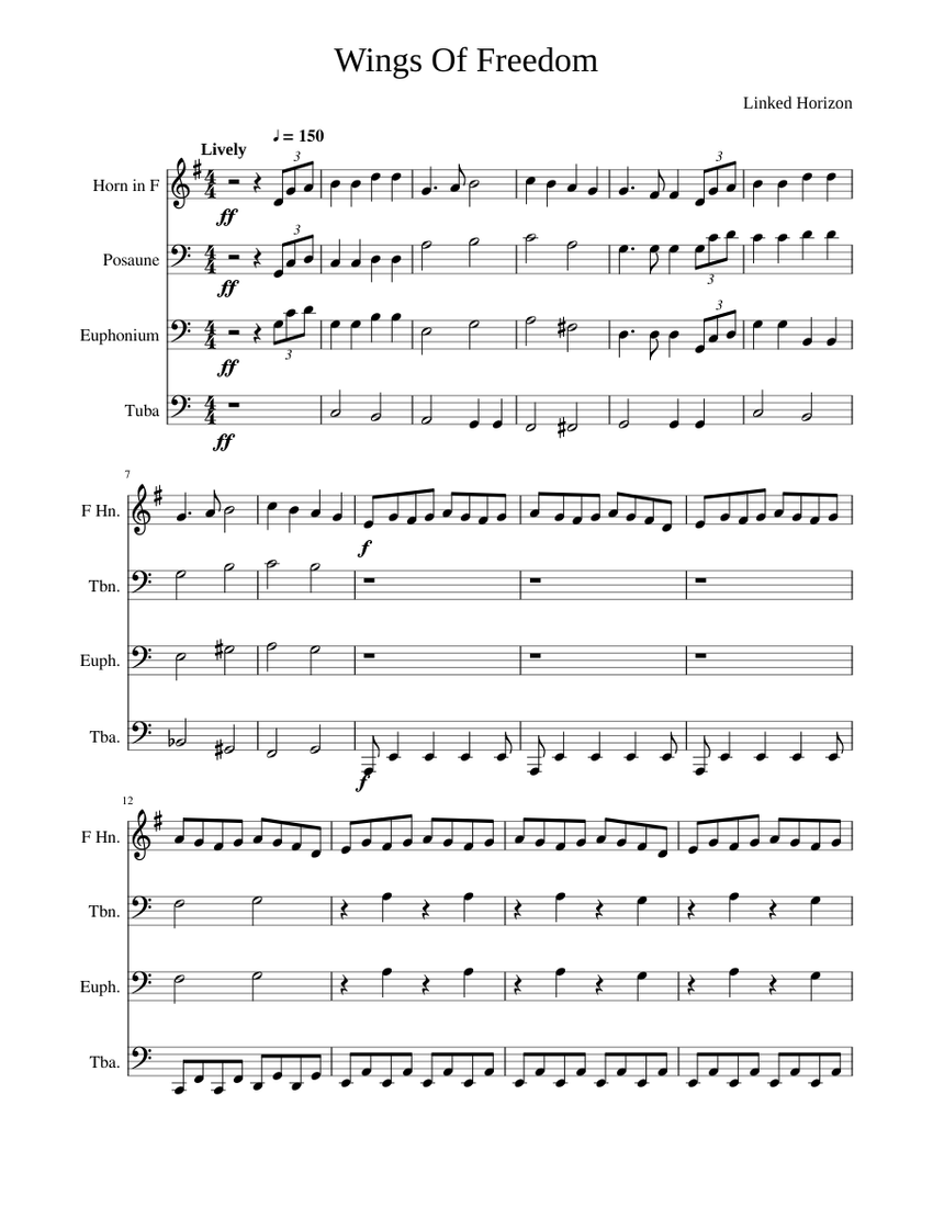 Wings of Freedom Sheet music for Trombone, Euphonium, Tuba, French horn ...