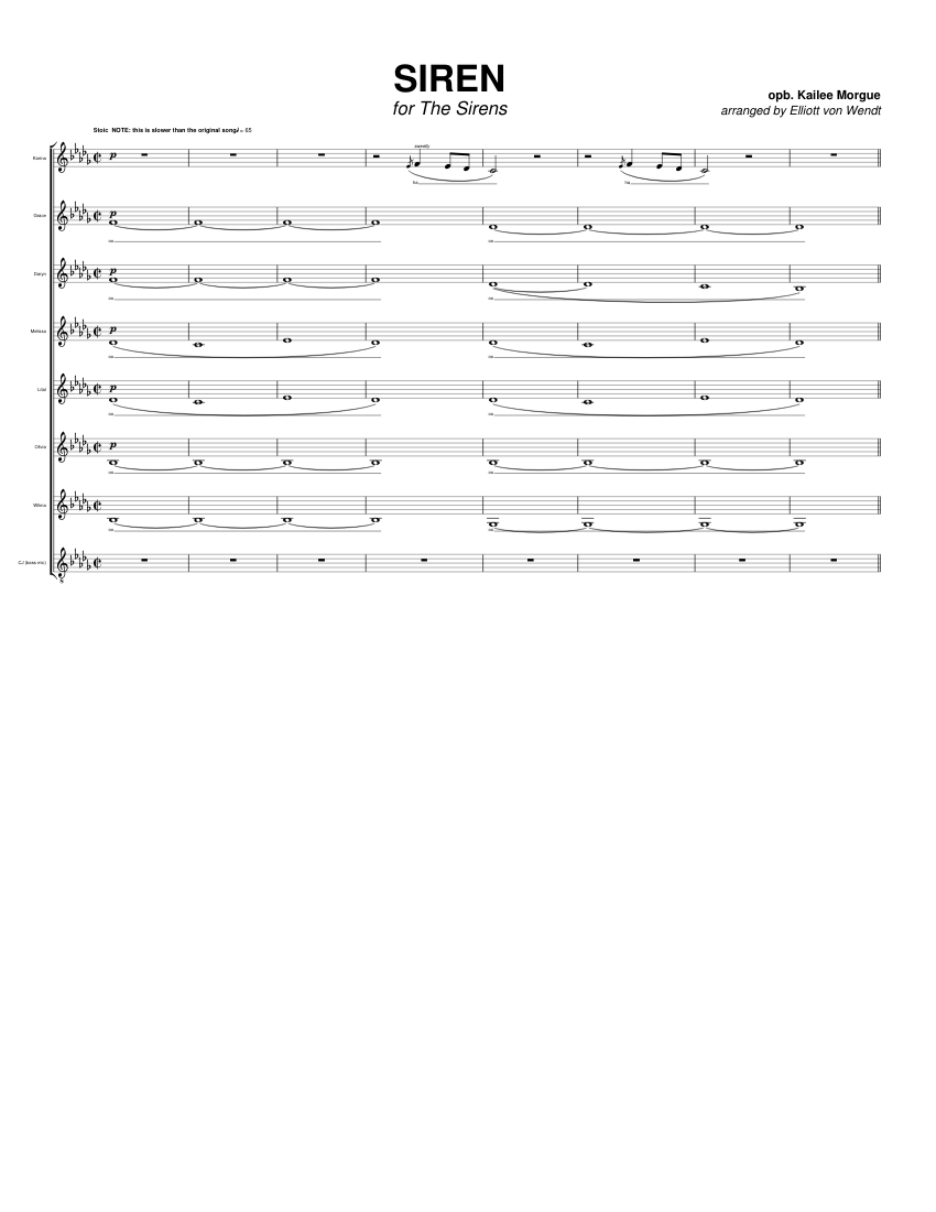 SIREN Sheet music for Tenor, Vocals (Women’s Choir) | Musescore.com