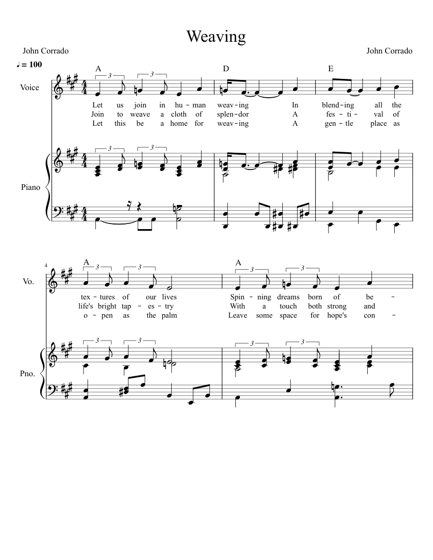 Weaving Sheet music for Piano, Voice (other) (Piano-Voice) | Musescore.com