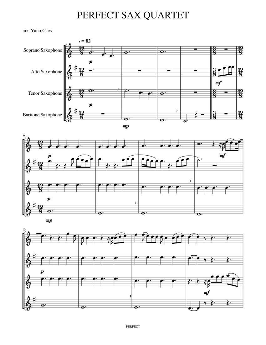 PERFECT SAX QUARTET Sheet music for Saxophone alto, Saxophone tenor ...