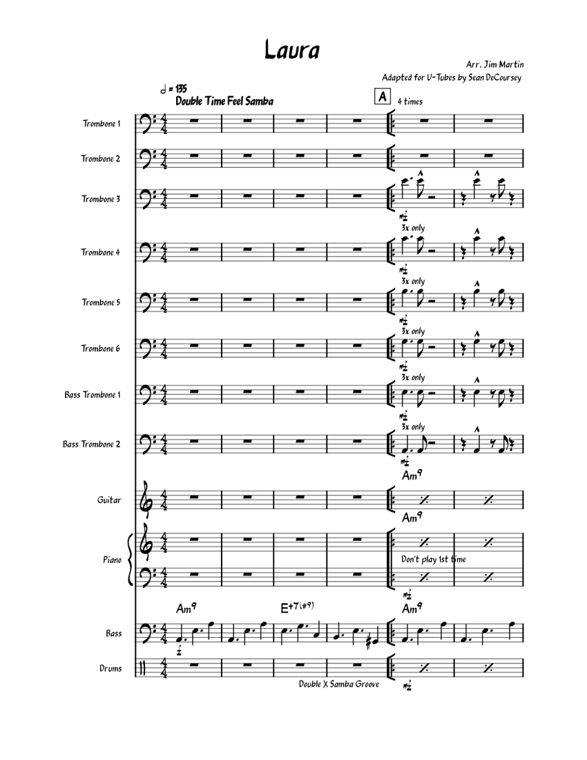 Laura – David Raskin Laura, David Raskin, Arr. Jim Martin, Adapted for ...