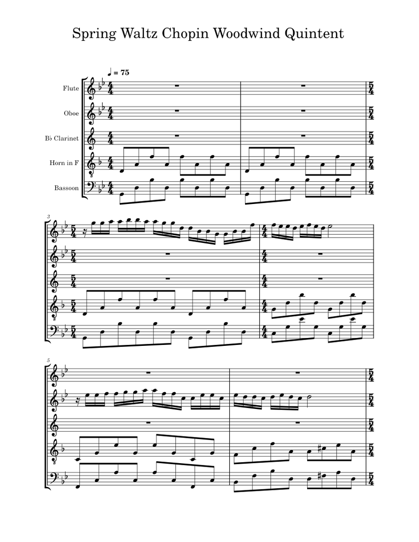 Spring_Waltz_Chopin_Woodwind_Quintet Sheet Music for Flute, Oboe ...