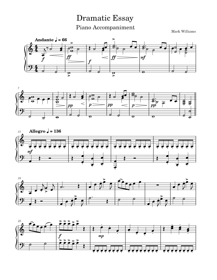 Dramatic Essay Sheet Music for Piano (Solo) | MuseScore.com