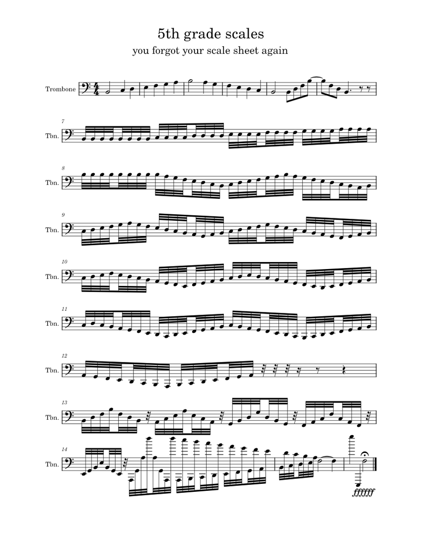 5th grade scales Sheet music for Trombone (Concert Band) | Musescore.com