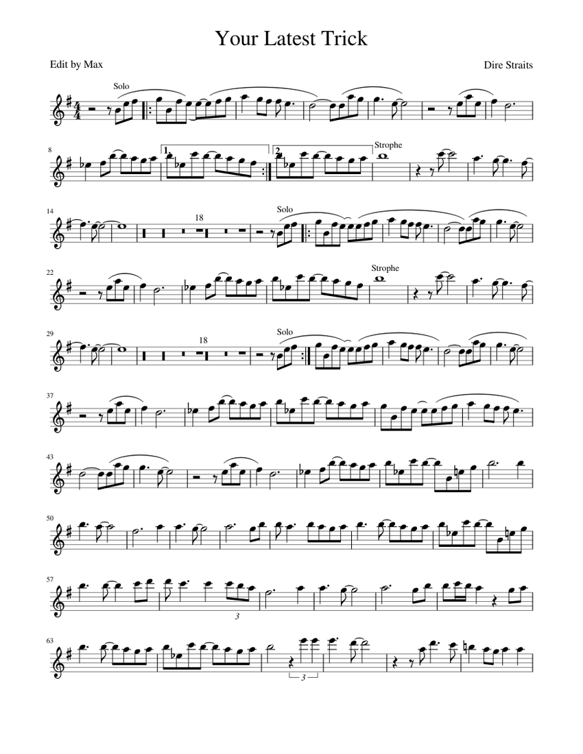 Your Latest Trick Sheet Music for Saxophone tenor (Solo) | MuseScore.com