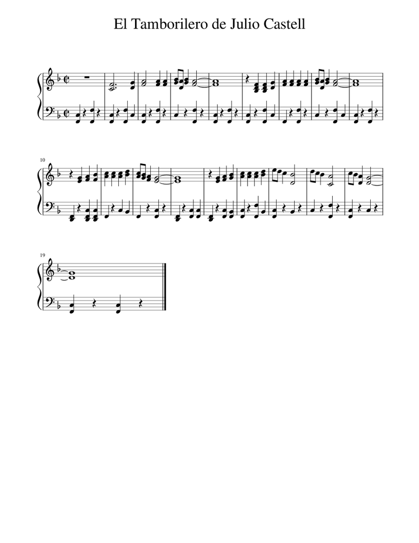 El Tamborilero de Julio Castell Sheet music for Piano (Solo ...