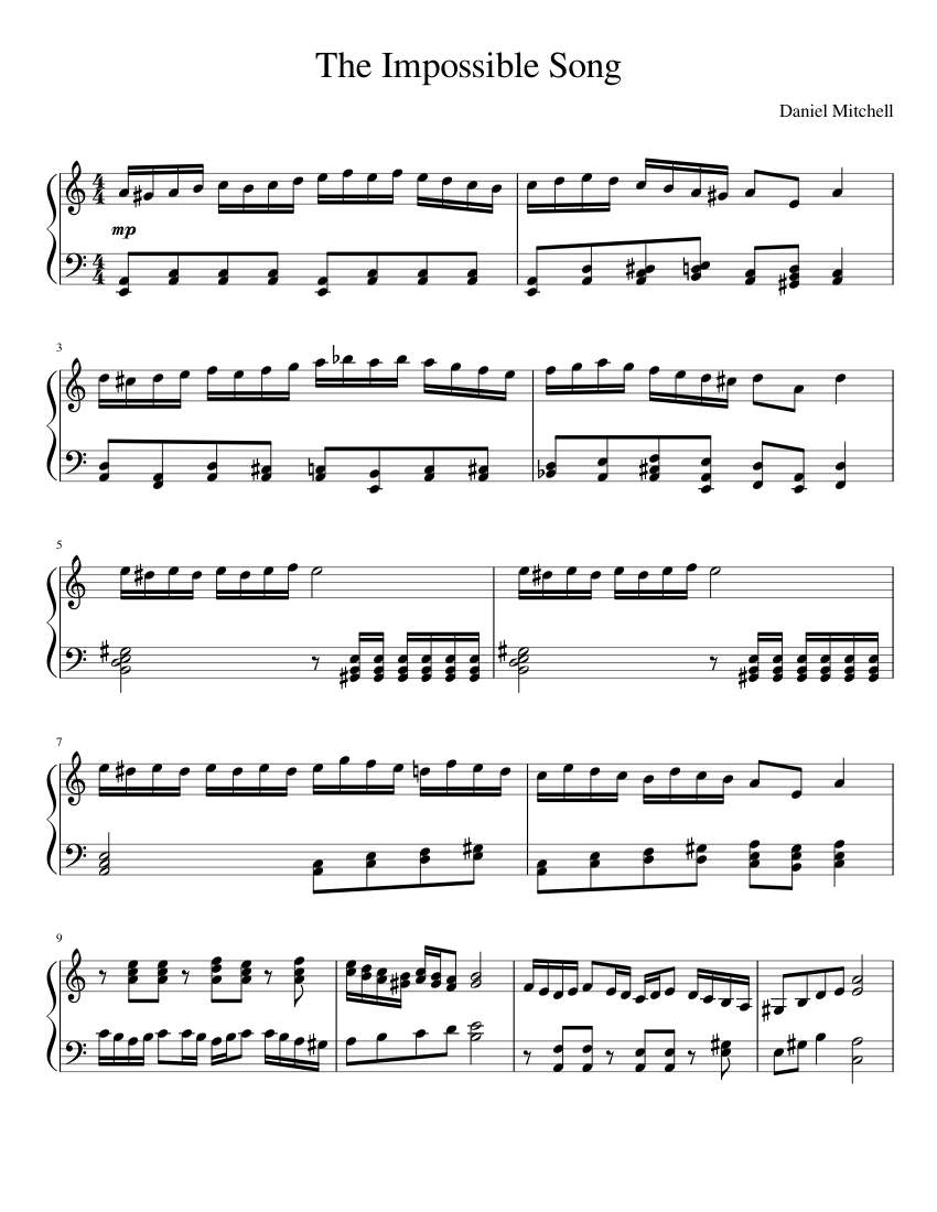 The Impossible Song Sheet Music for Piano (Solo) | MuseScore.com