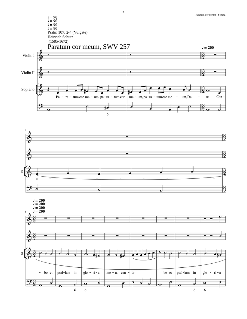 Paratum cor meum, Deus, SWV 257 - Heinrich Schütz Sheet music for ...
