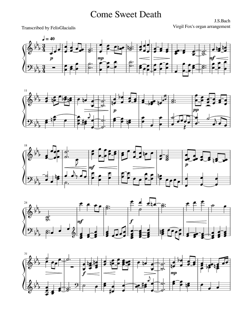 Come Sweet Death, Come Blessed Rest – Johann Sebastian Bach Sheet music ...